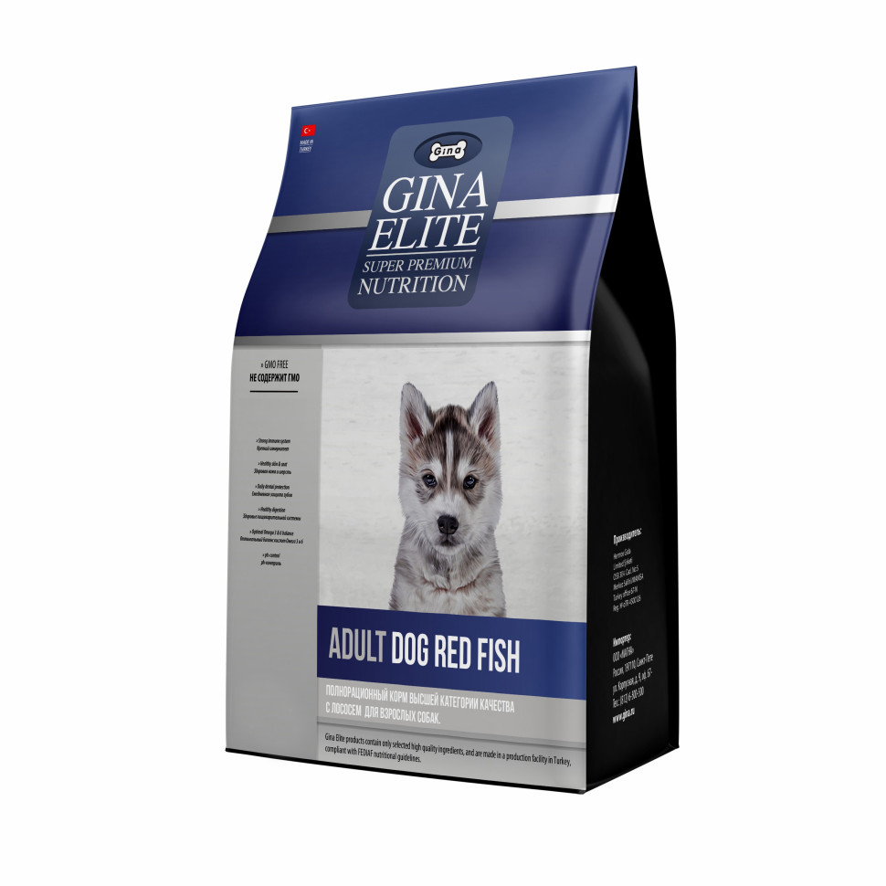 Gina Elite Dog Red Fish сухой корм для взрослых собак с красной рыбой ...