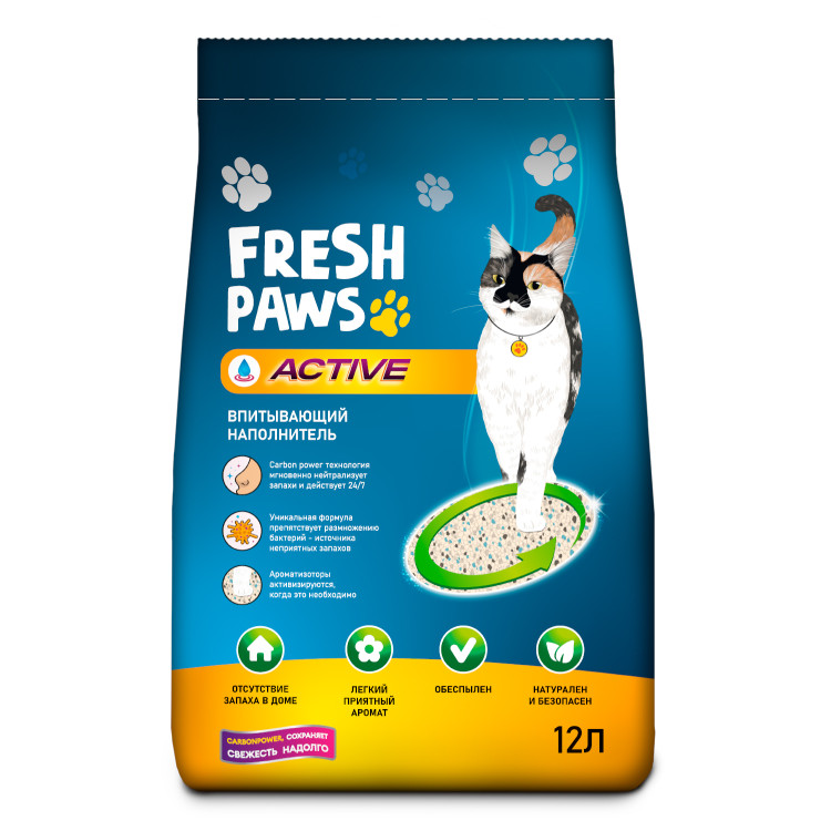 Fresh Paws Active впитывающий наполнитель для кошачьего туалета с ...