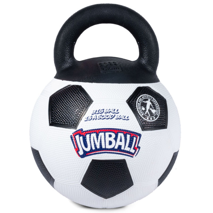 GiGwi JUMBALL игрушка для собак Мяч футбольный c ручкой, белый, 26 см ...