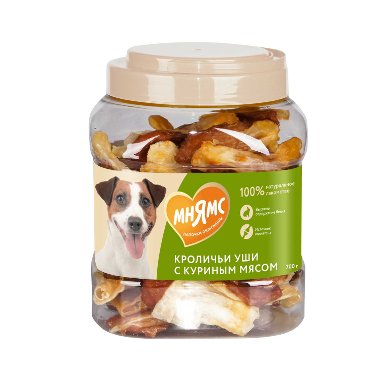 Мнямс лакомство Кроличьи уши с куриным мясом для собак - 700 г - купить ...